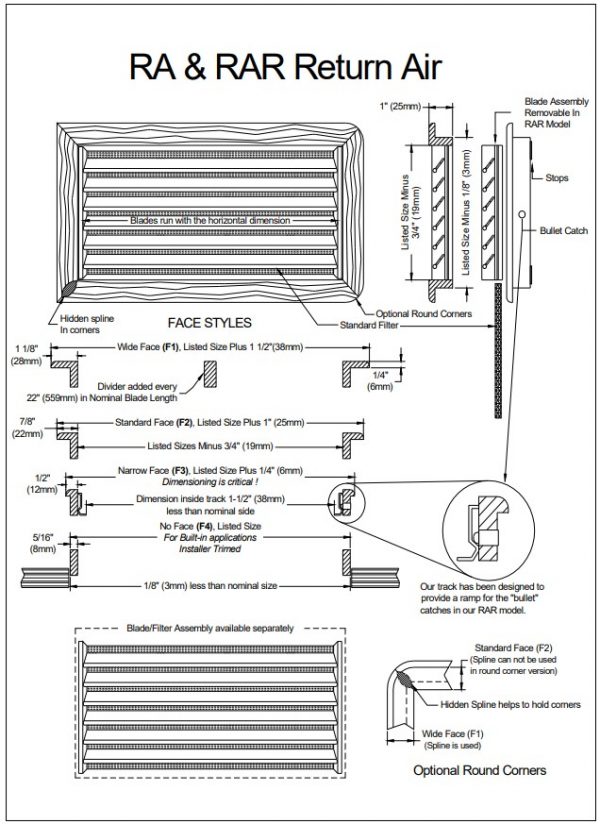MSI Teak Return Air Grille (Fixed Insert) Filter Included - Various ...